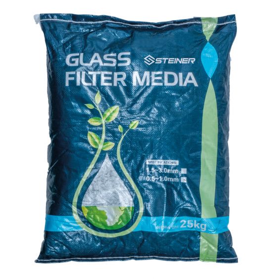 Filtre à sable Ø450mm 8m³/h vanne 1,5" Top 6 voies + Verre filtrant 0,5-1,0mm 2x25 Kg